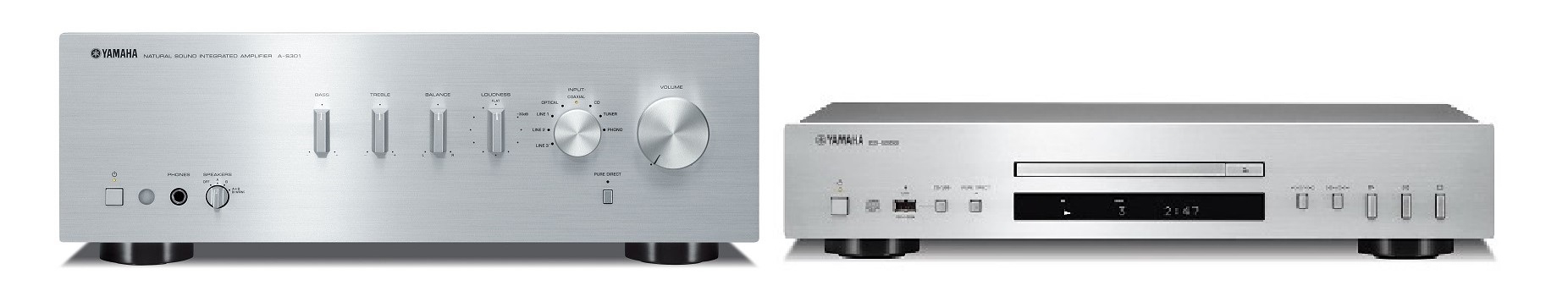 YAMAHA AS301 + CDS303 SILVER - Pack stéréo source/ampli